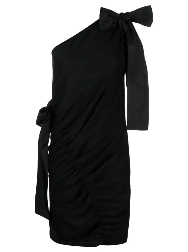 MSGM One-shoulder Bow-detailed Dress - Black