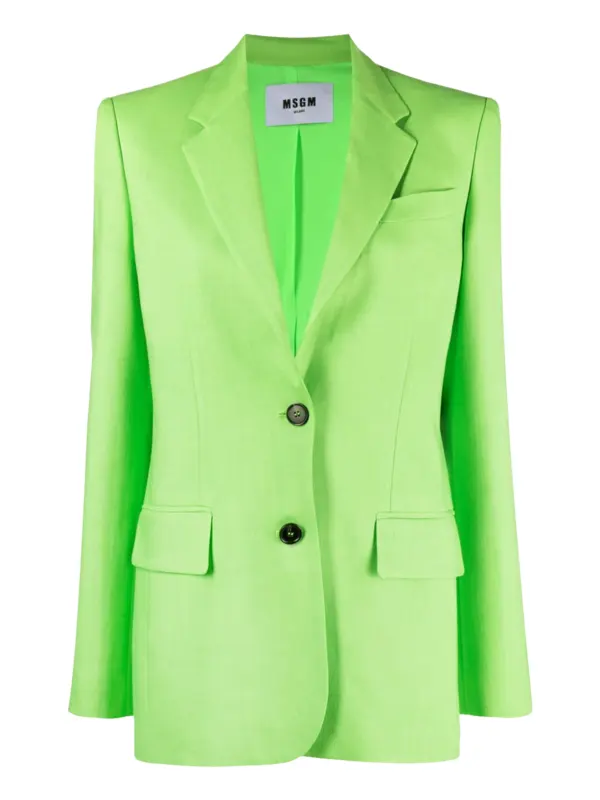 MSGM Single-breasted Textured Blazer - Green