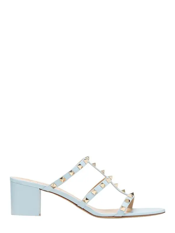 Valentino Garavani Rockstud Caged Block-heel Slide Sandals - Porcellana