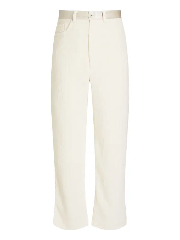 Nanushka Satintrimmed Tweed Trousers - Cream