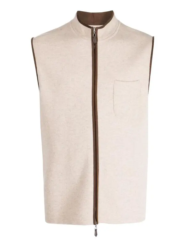 N.peal Zip-up Knitted Vest - Neutrals