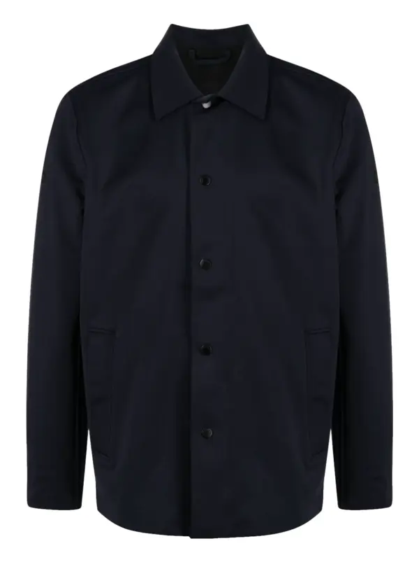 ALPHA TAURI Logo-appliqué Button-up Shirt Jacket - Black