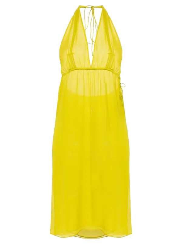 Christopher Esber Halterneck Silk Midi Dress - Green