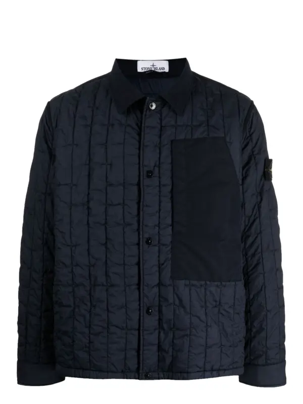 Stone Island Compass-appliqué Quilted Jacket - Blue