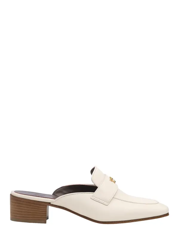 BOUGEOTTE Leather Loafer Mules - White