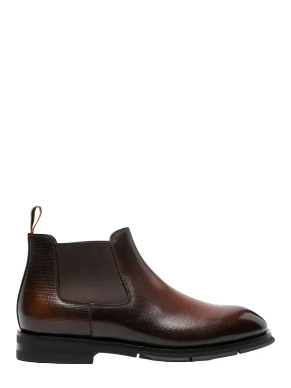 Santoni Textured Leather Chelsea Boots - Brown
