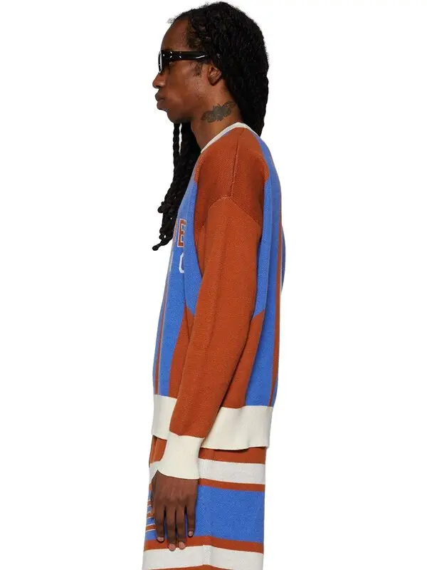 Rhude Pavil Knit Crewneck - Brick And Blue
