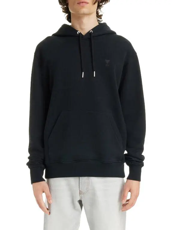 Ami De Coeur Embroidered Cotton Knit Hoodie - Black/001