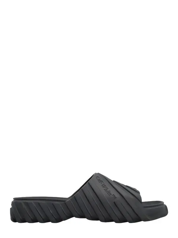 Off-White Exploration Rubber Slides - Black