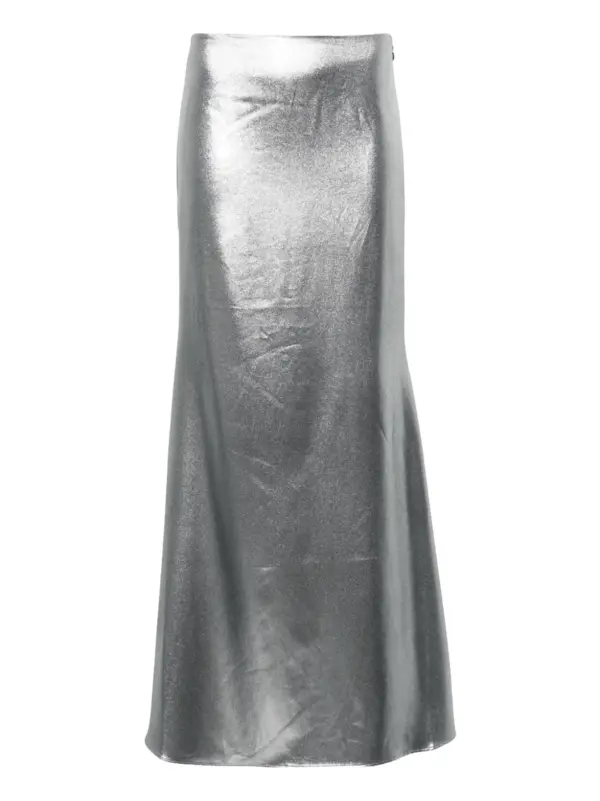Remain Birger Christensen Semi-train Metallic Maxi Skirt - Silver
