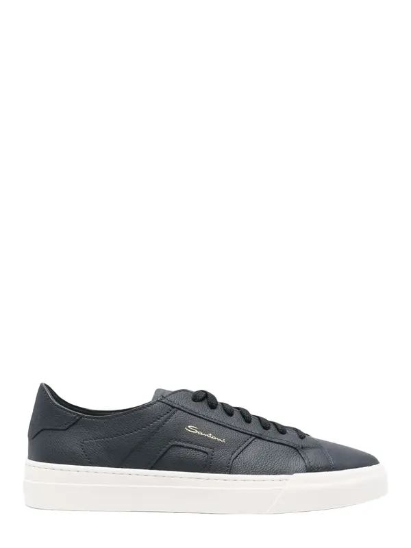 Santoni Grained Leather Sneakers - Blue