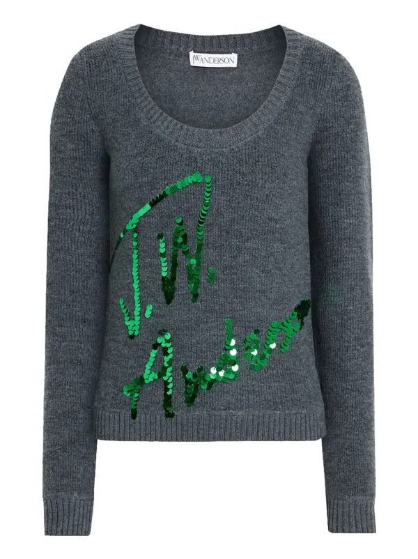 JW Anderson Sequin-embellished Wool-blend Sweater - Gray
