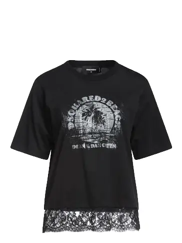 Dsquared2 T-shirt With Lace - Black