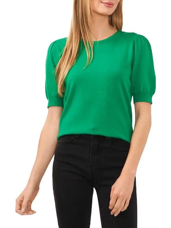 CECE DUPRAZ Puff Sleeve Crewneck Sweater - Electric Green