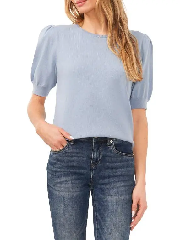 CECE DUPRAZ Puff Sleeve Crewneck Sweater - Slate Blue 494