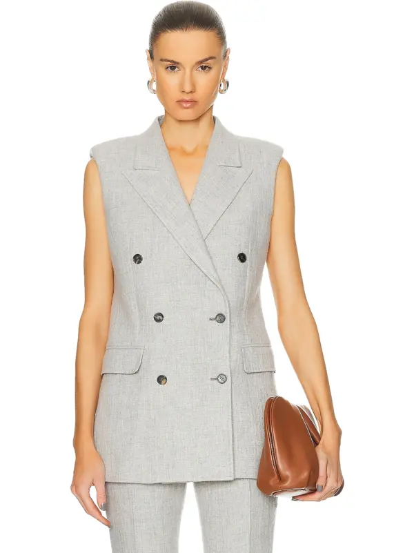 Gabriela Hearst Mayte Vest - Light Grey Melange