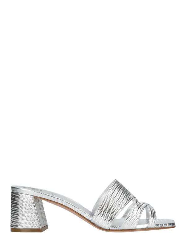 GINA Lugano 50 Heeled Mules - Silver