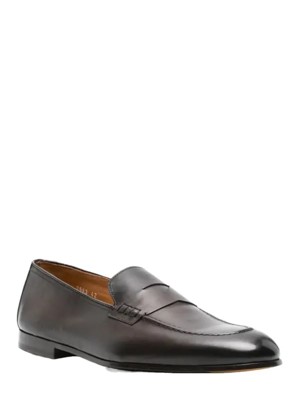 DOUCAL'S Penny-slot Patent Leather Loafers - Brown