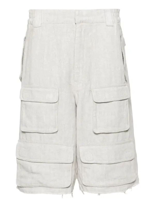 MISBHV Linen Blend Cargo Shorts - White