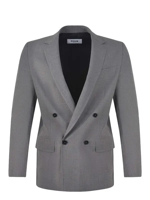 MSGM Melange Gray Wool Jacket - Grey