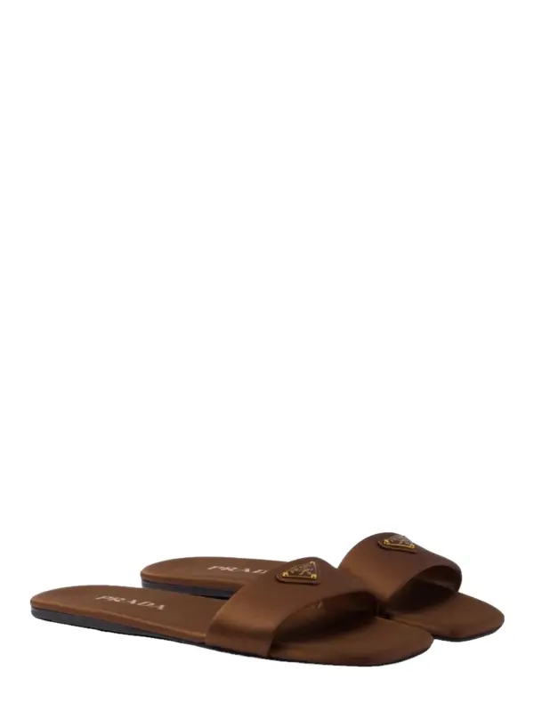 Prada Satin Slides - Tobacco