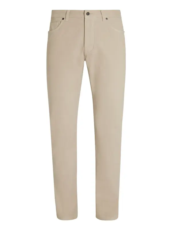 Zegna City Fit Stretch Gabardine Five-pocket Pants - Beige