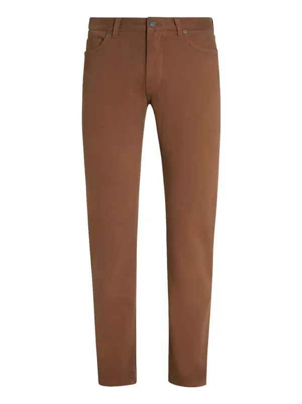 Zegna City Fit Stretch Gabardine Five-pocket Pants - Foliage