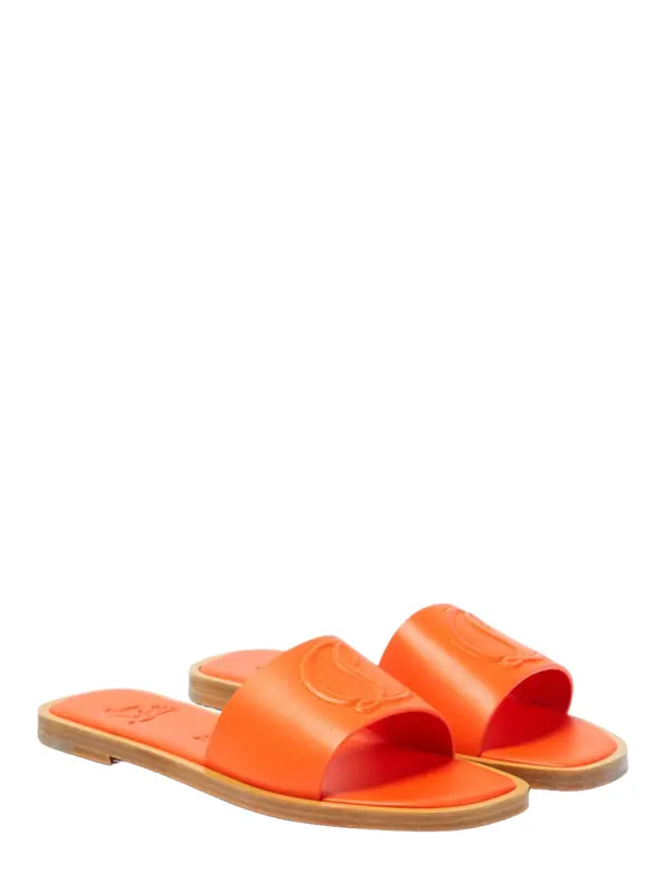 CHRISTIAN LOUBOUTIN Cl Embossed Leather Mules - Orange