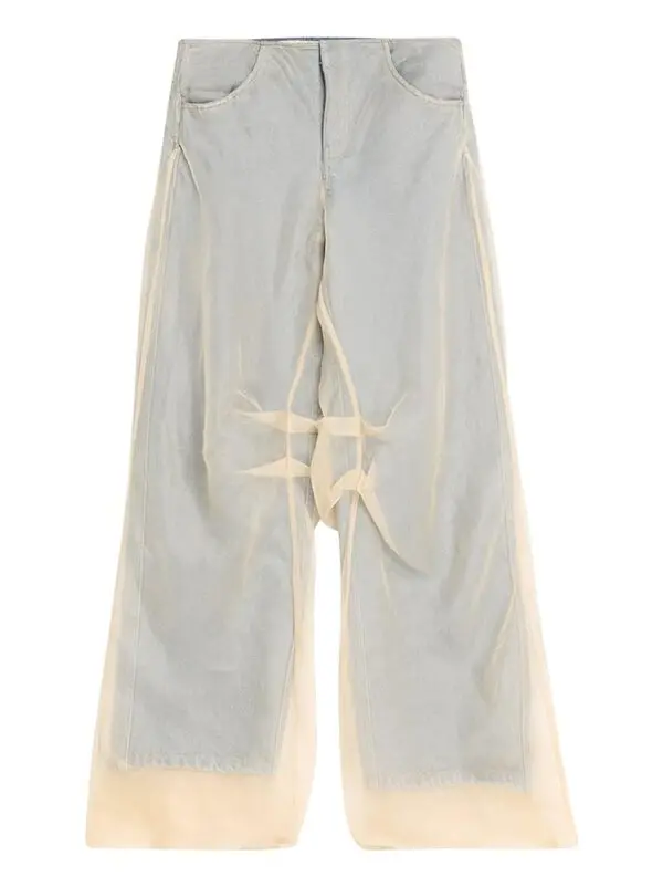 Christopher Esber Wide-leg Jeans With Silk Overlay - Stone Blue Sand