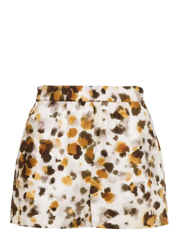 MSGM Graphic-print Poplin Shorts - Neutrals