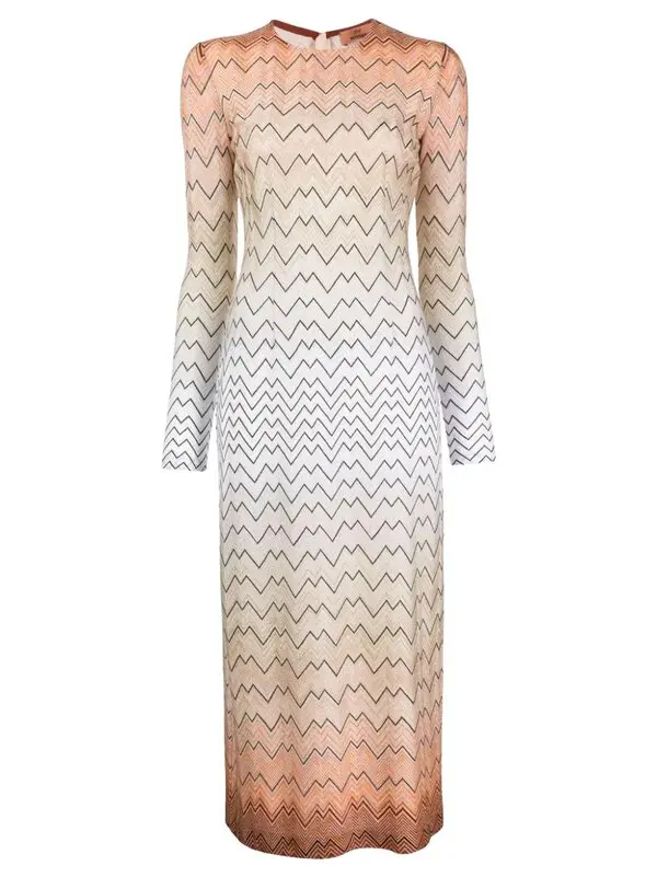 Missoni Zigzag Woven Midi Dress - Brown