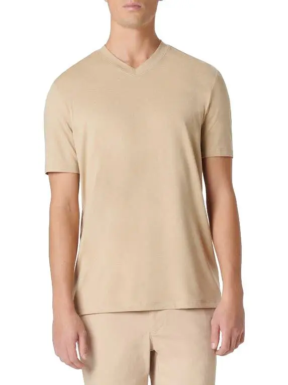Bugatchi V-neck Performance T-shirt - Sand