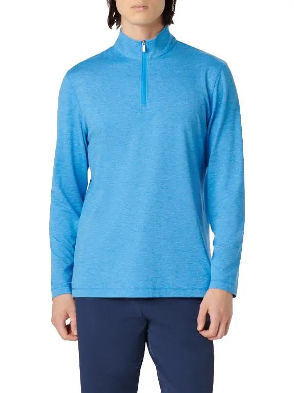 Bugatchi Quarter Zip Performance Pullover - Ocean