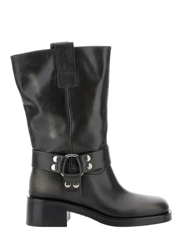 STRATEGIA Ankle Boots With Studs And Ring - Black