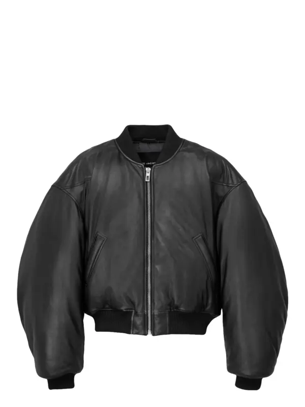Marc Jacobs Leather Bomber Jacket - Black