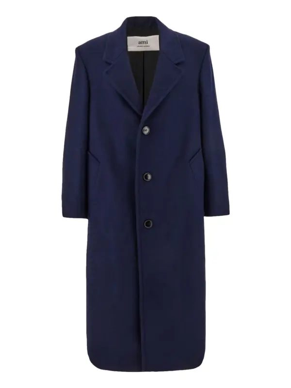 Ami Single-breasted Virgin Wool Coat - Blue