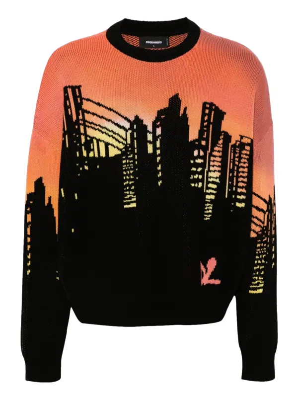 Dsquared2 Patterned Intarsia-knit Jumper - Black