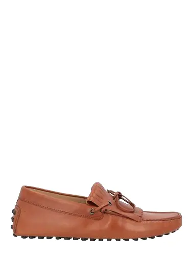 TOD'S Leather Loafers With Fringes - Brown