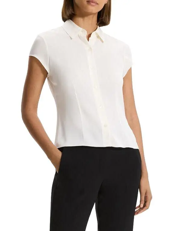 Theory Cap Sleeve Silk Shirt - Iv