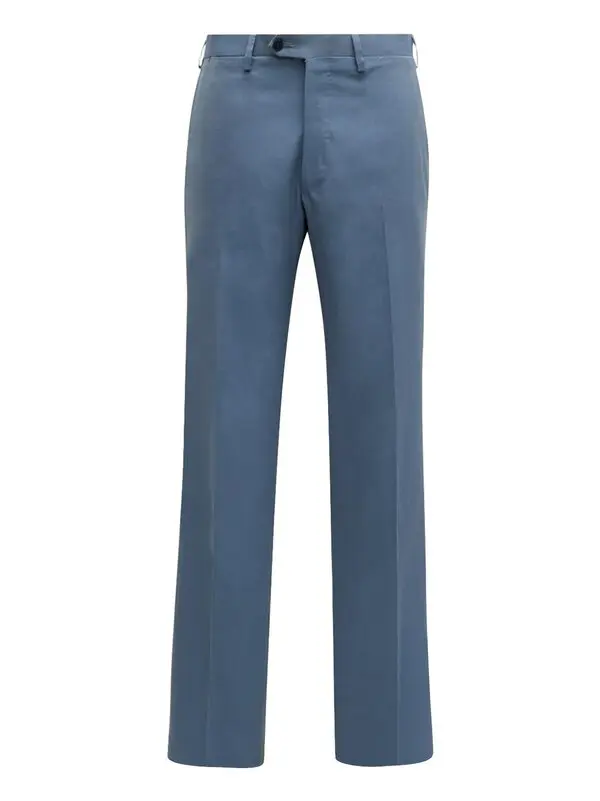 Kiton Flat-front Twill Trousers - Blue