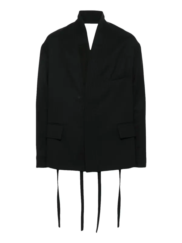MORDECAI Stripe-embellished Robe Coat - Black
