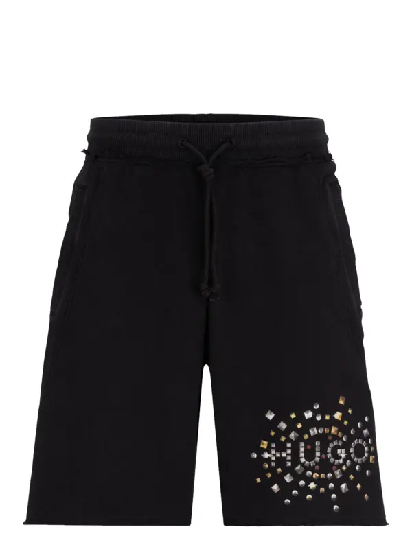 Hugo Boss Logo-print Cotton Track Shorts - Black