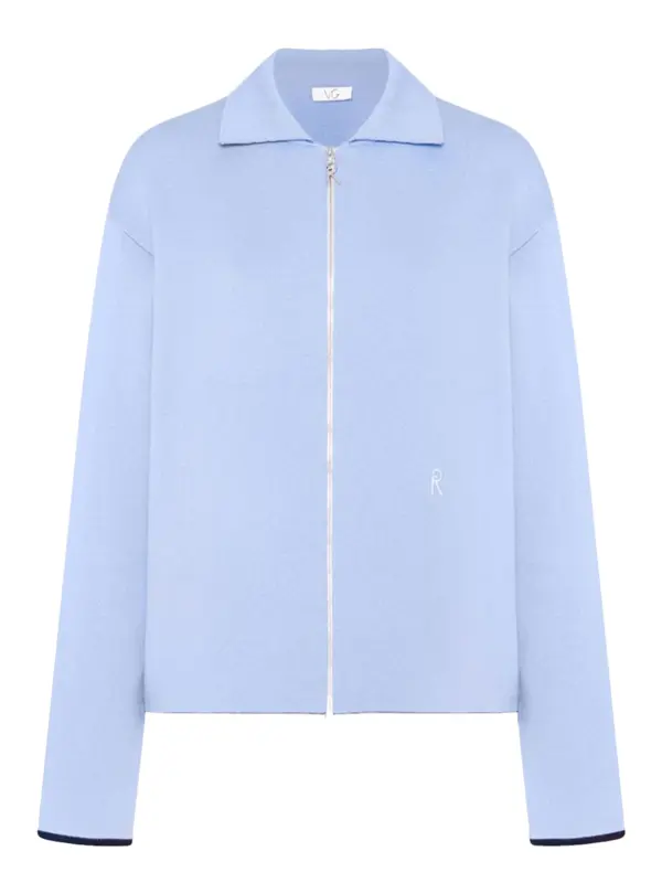 Rosetta Getty X Violet Getty Logo-embroidered Cardigan - Blue