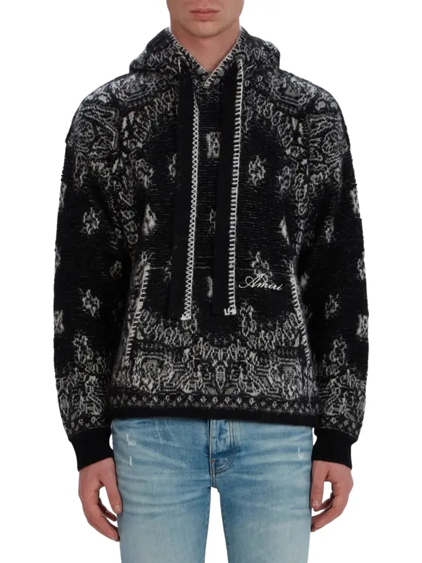 Amiri Bandana Knit Hoodie - Black