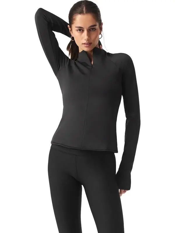 Alo Yoga Airlift Winter Warm 1/4 Zip Long Sleeve Top - Black