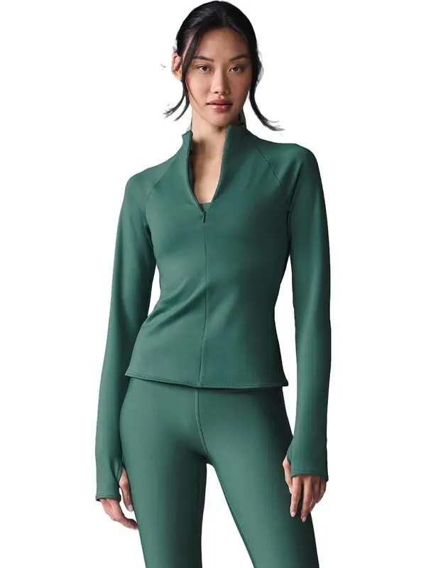 Alo Yoga Airlift Winter Warm 1/4 Zip Long Sleeve Top - Winter Ivy