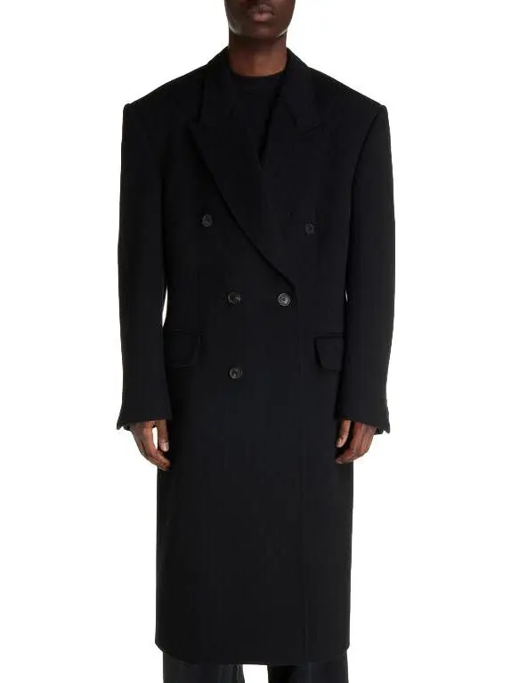 Balenciaga Double-breasted Wool Topcoat - Black
