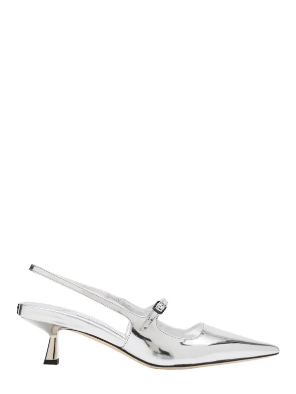 JIMMY CHOO Didi Metallic Mary Jane Slingback Pumps - Silver