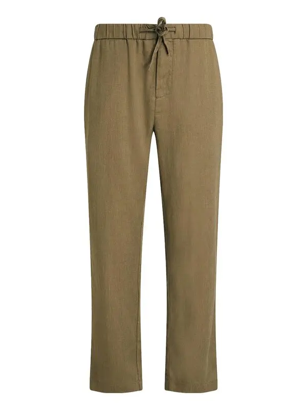 Frescobol Carioca Oscar Linen And Cotton-blend Drawstring Pants - Army Green