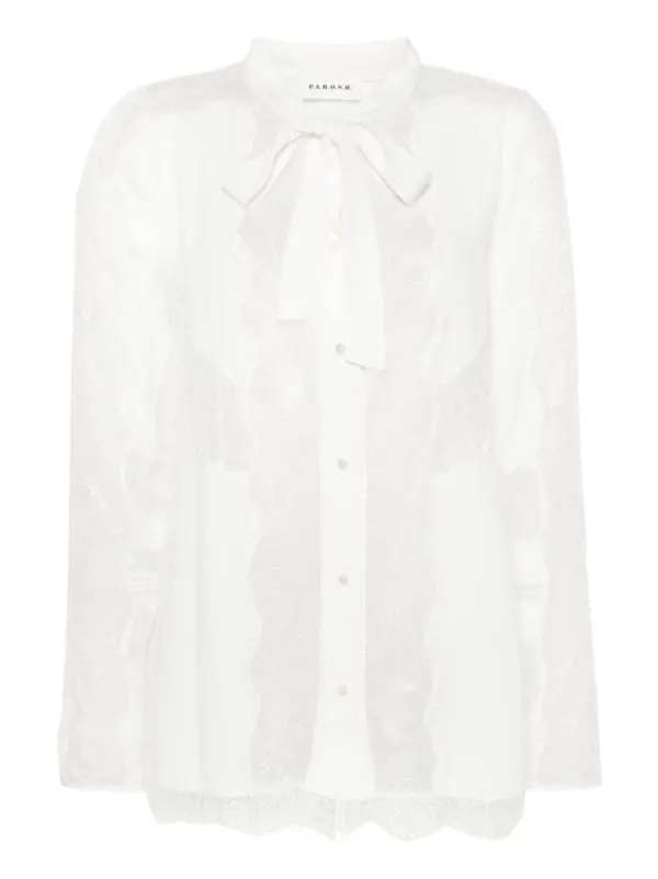 P.a.r.o.s.h Semi-sheer Lace Shirt - White